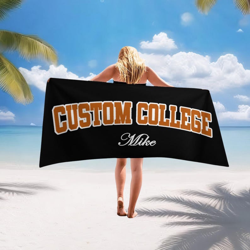 Custom College Beach Towel,school Beach Towels,personalized Towels ...