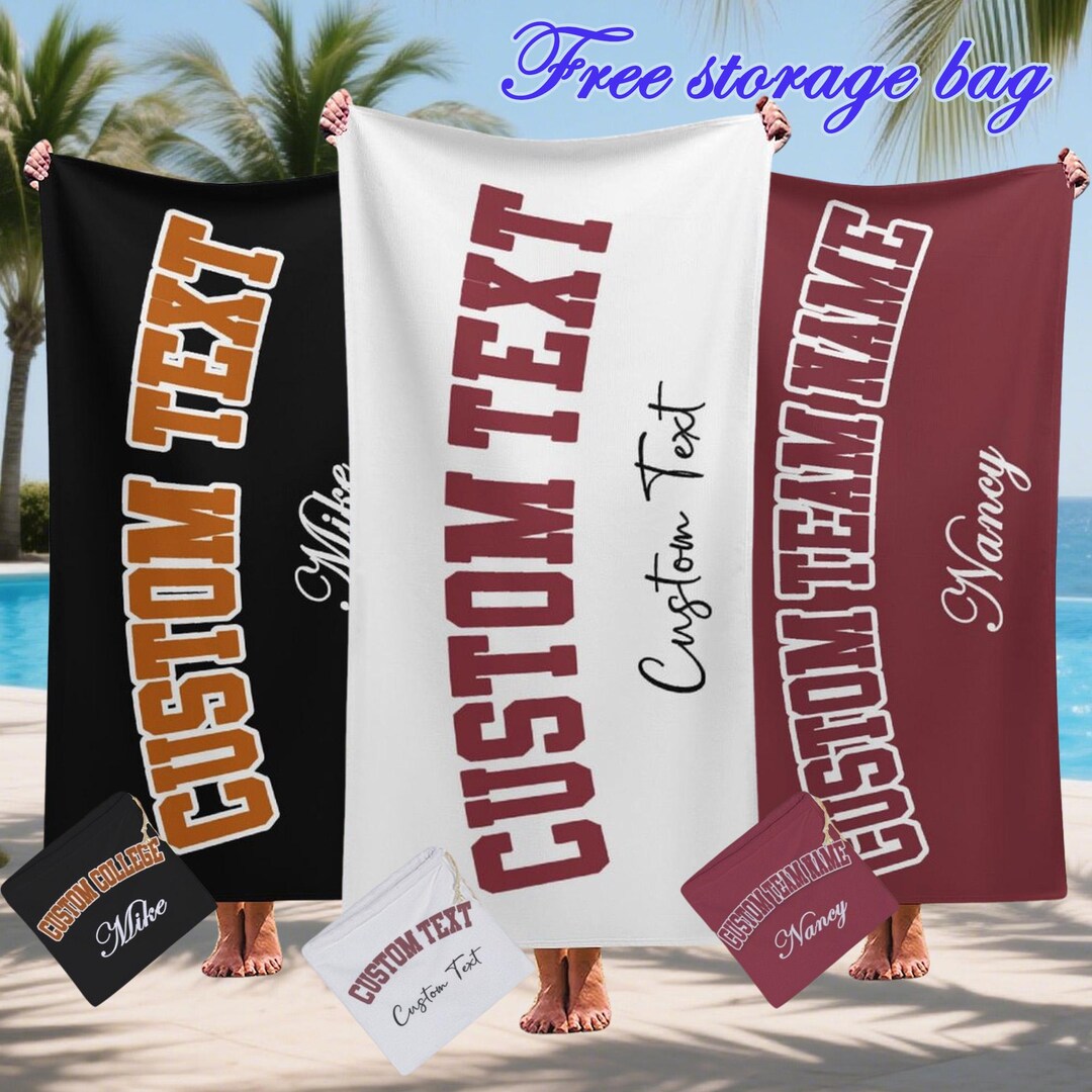 Custom College Beach Towel,school Beach Towels,personalized Towels ...