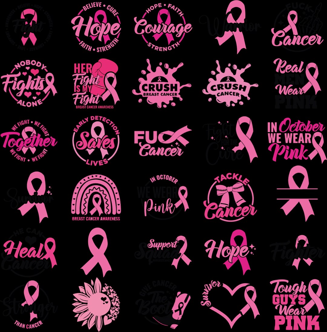 Pink Ribbon Breast Cancer Awareness SVG Bundle (digital Download) - Etsy