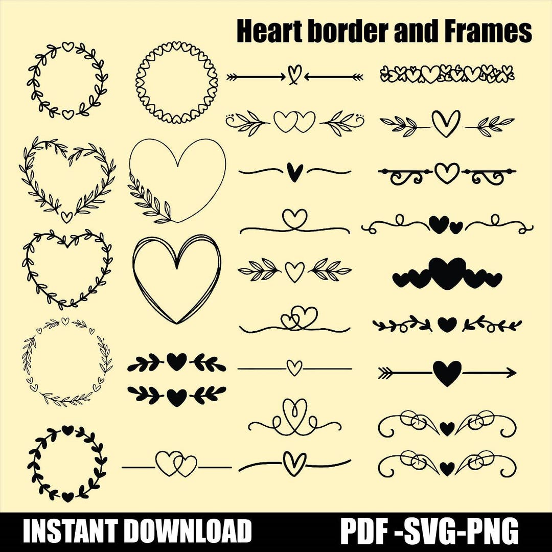 Heart Border Svg-png Bundle,hart Svg,heart Text Divider Svg,heart ...
