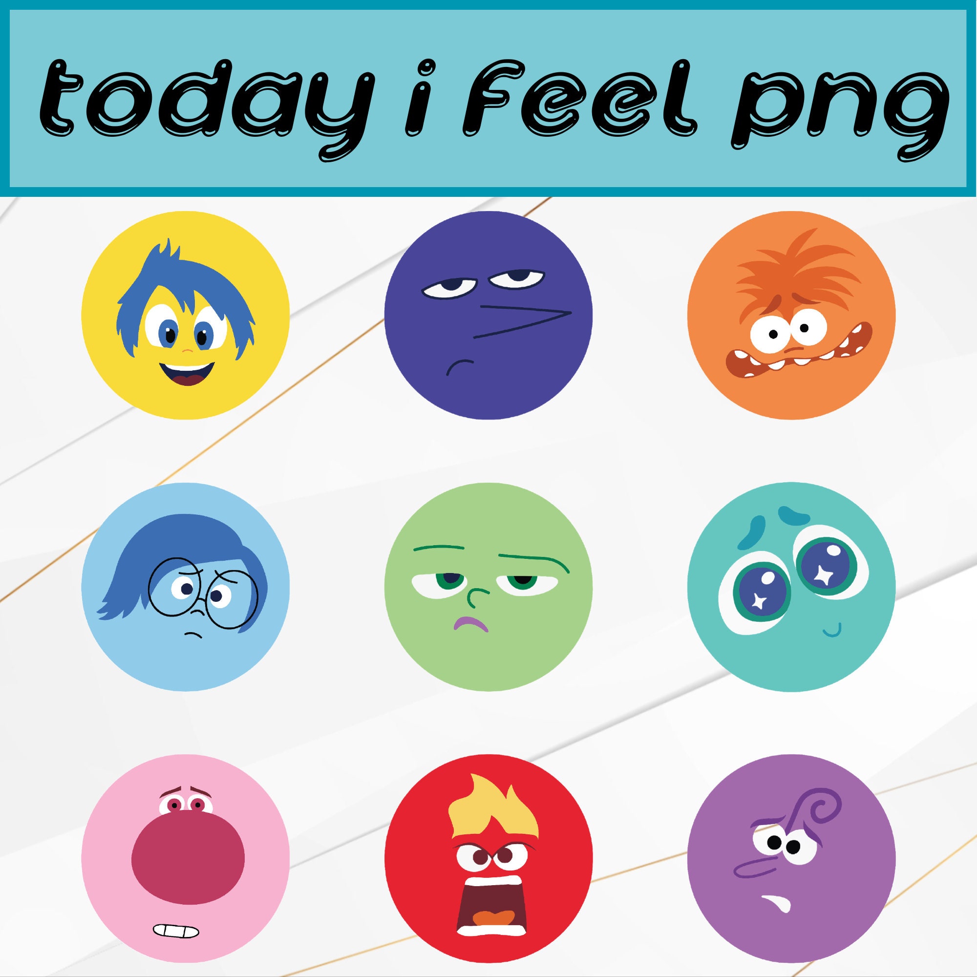 Inside Out Faces Png/svg Bundle,emotions Team,cartoon Emotions Posters ...