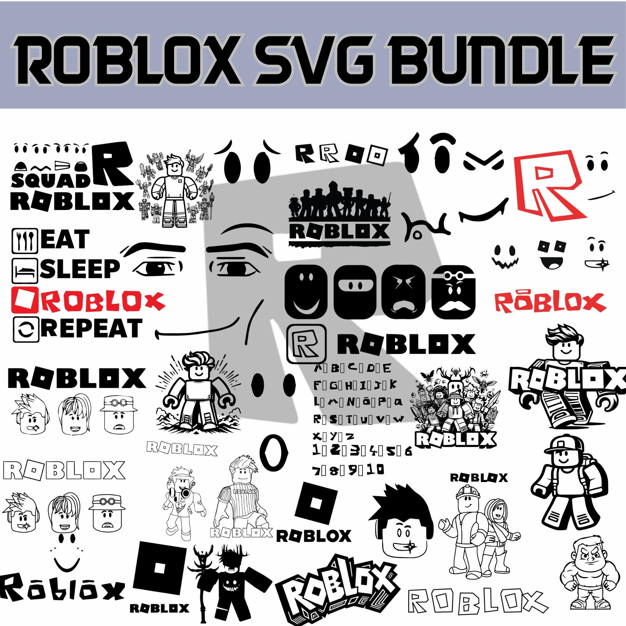 Roblox SVG-PNG Bundle: Gaming Character Clipart, Roblox Font (digital ...