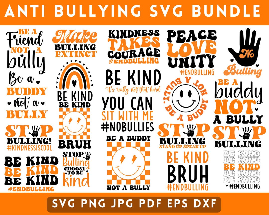Anti-bullying SVG Bundle: Kindness Quotes, Positive Affirmations ...