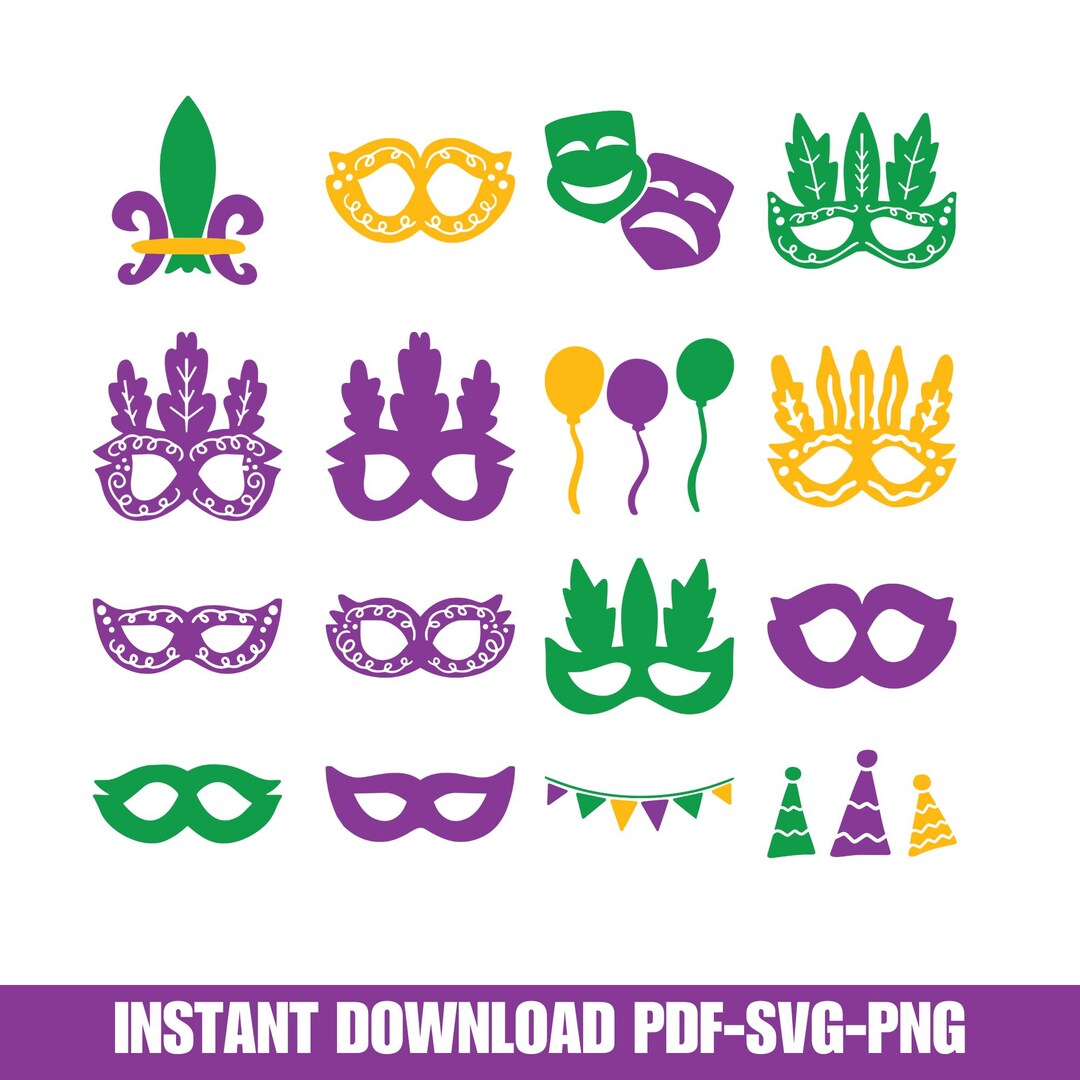Mardi Gras Masks SVG: Party Decorations, Kids Designs (digital Download ...