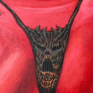 Original Large Acrylic Painting Dark Art of Devil Women Hellscape - Etsy