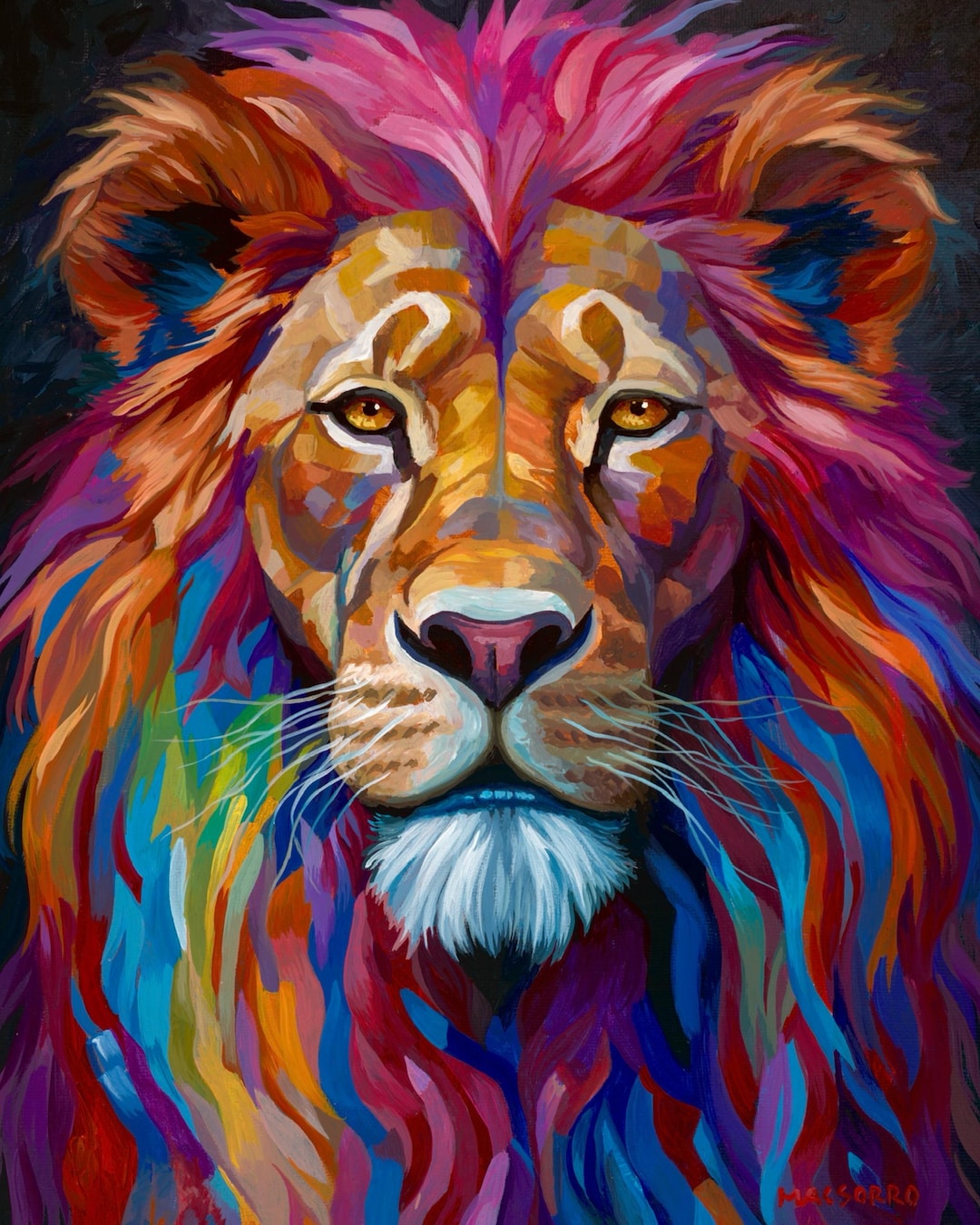 Original Colorful Acrylic Lion Painting Wall Art - Etsy