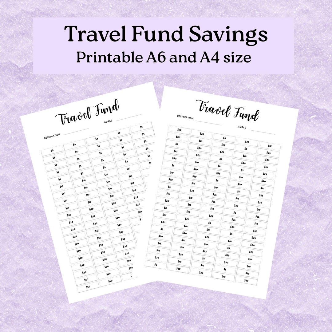 Travel Savings Tracker | A6 & A4 Printable | Travel Fund | Vacation ...