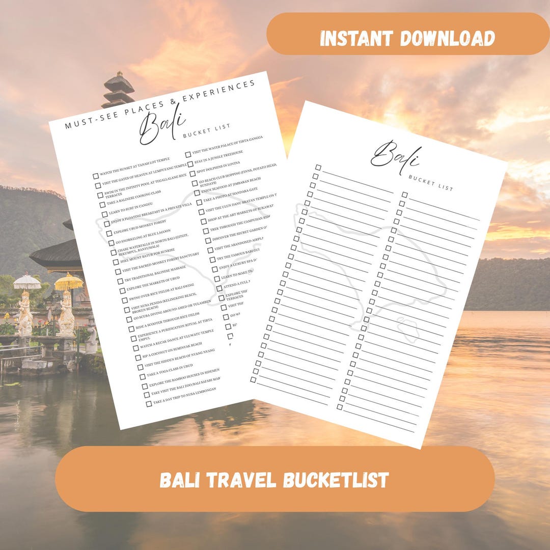 Bali Travel Bucket List – 50 Must-do Experiences + Fill-in List ...