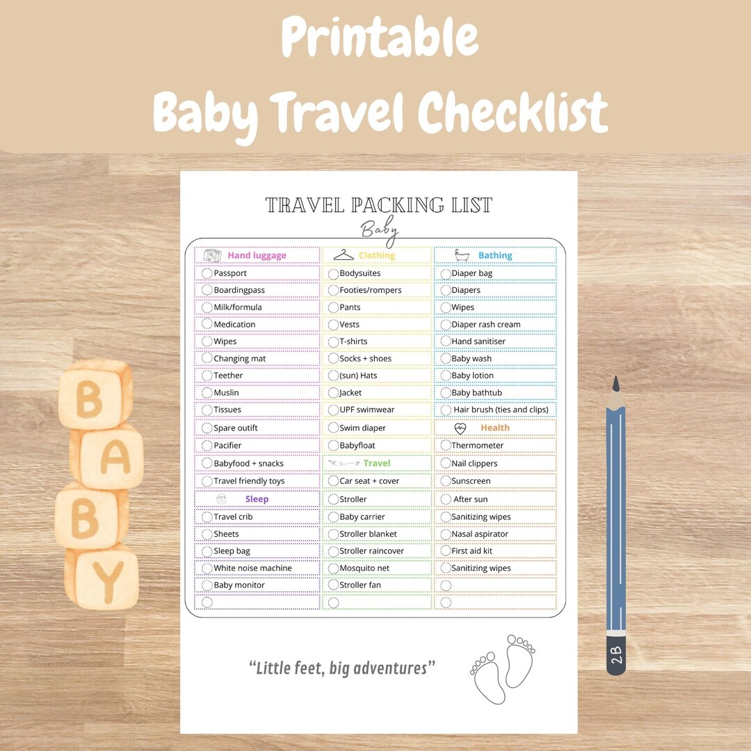 Baby Travel Packing List: Printable and Editable Checklist for Vacation ...