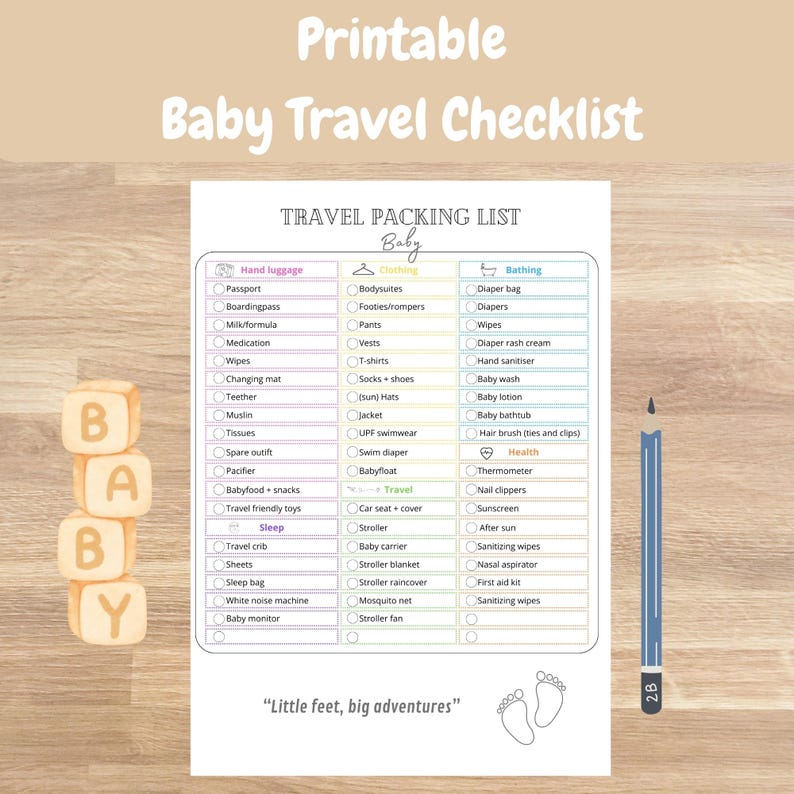 Baby Travel Packing List: Printable and Editable Checklist for Vacation ...