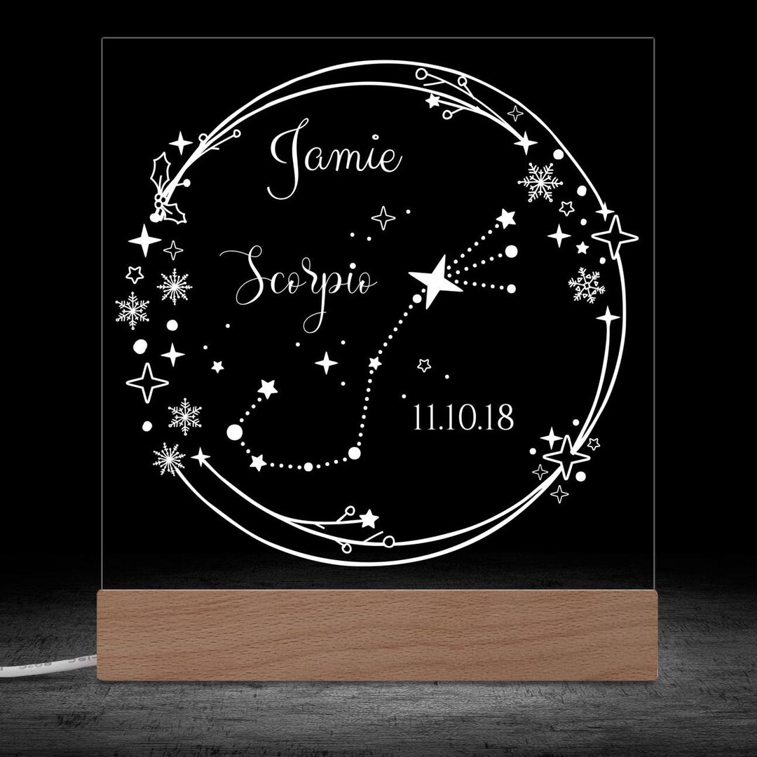 Astrology Night Light LED Zodiac Night Light Constellation Name Lamp ...