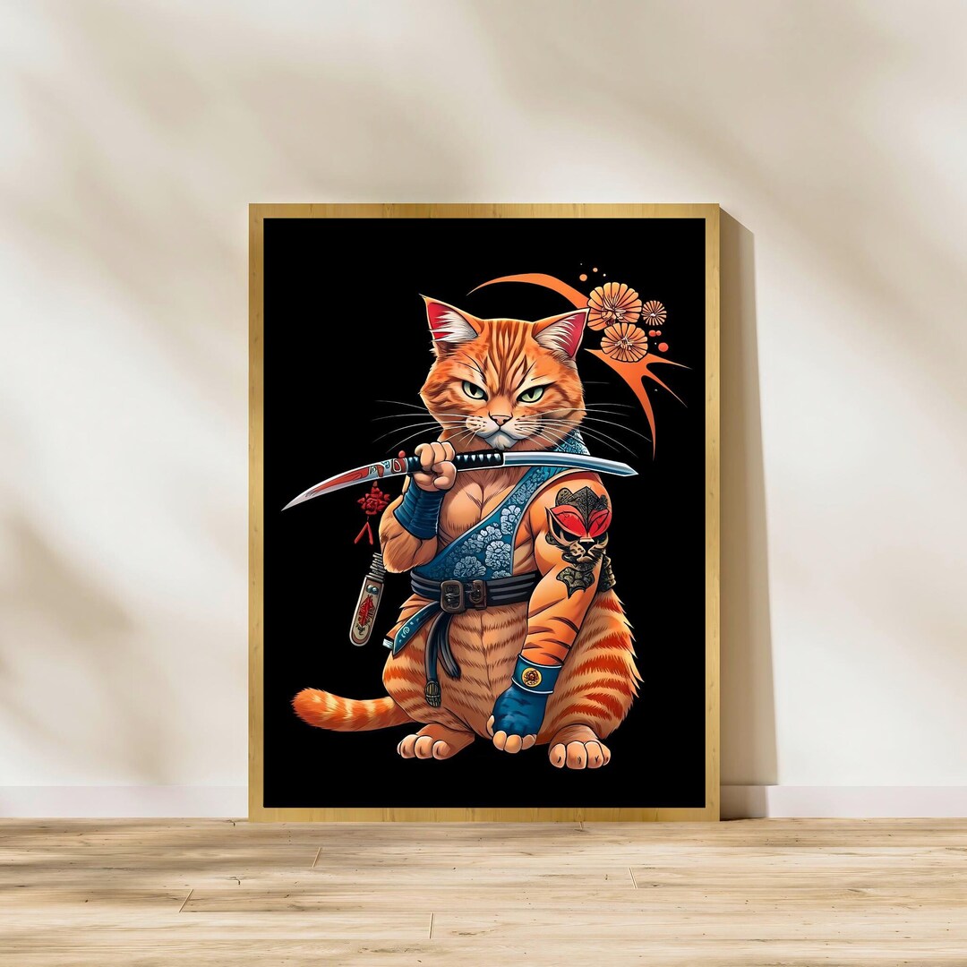 Cat Catana, Digital Wall Art, Wall Art, Digital Product, Home Decor ...