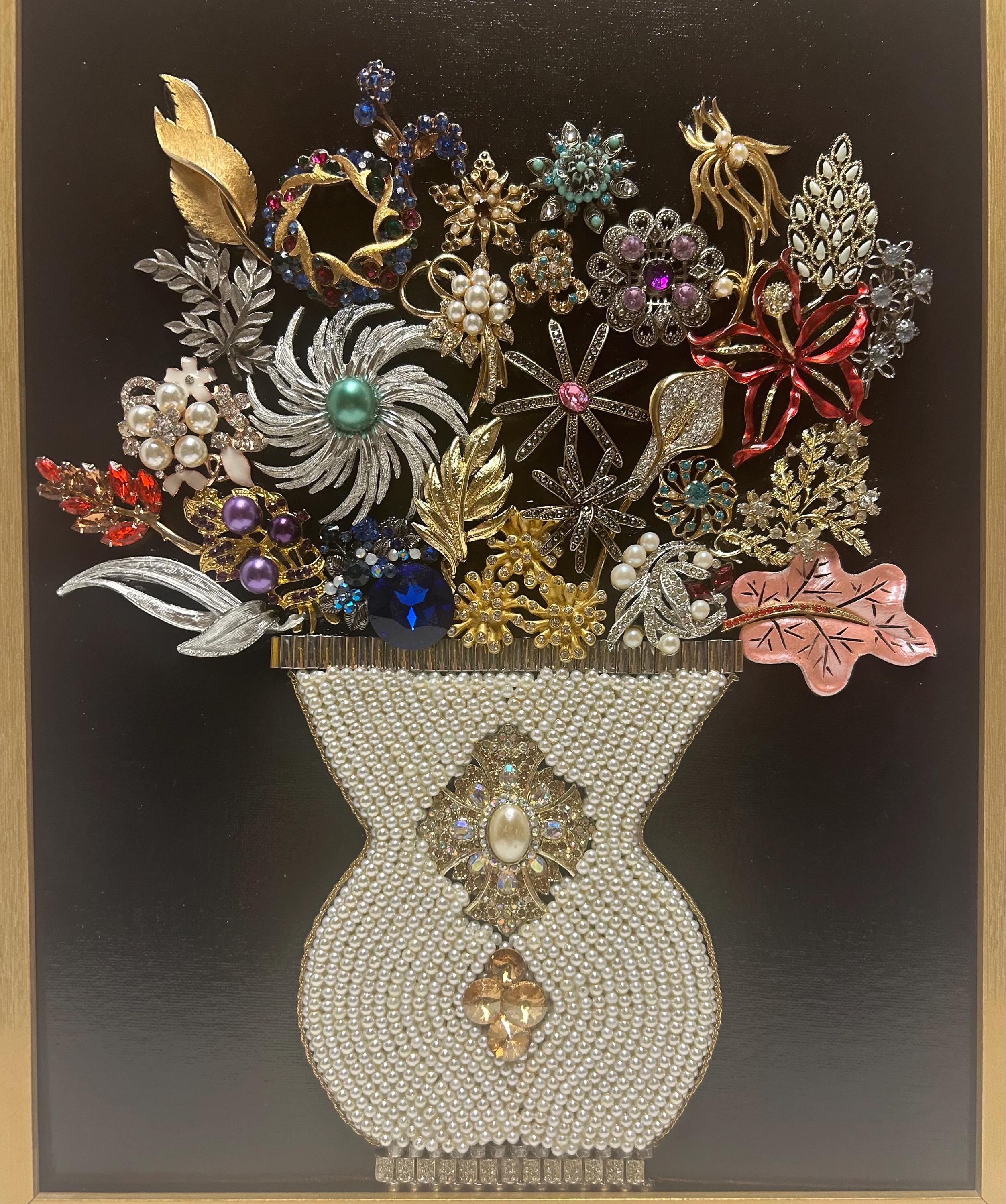 Vintage Brooch Flower Bouquet Art Wall Hanging - Etsy