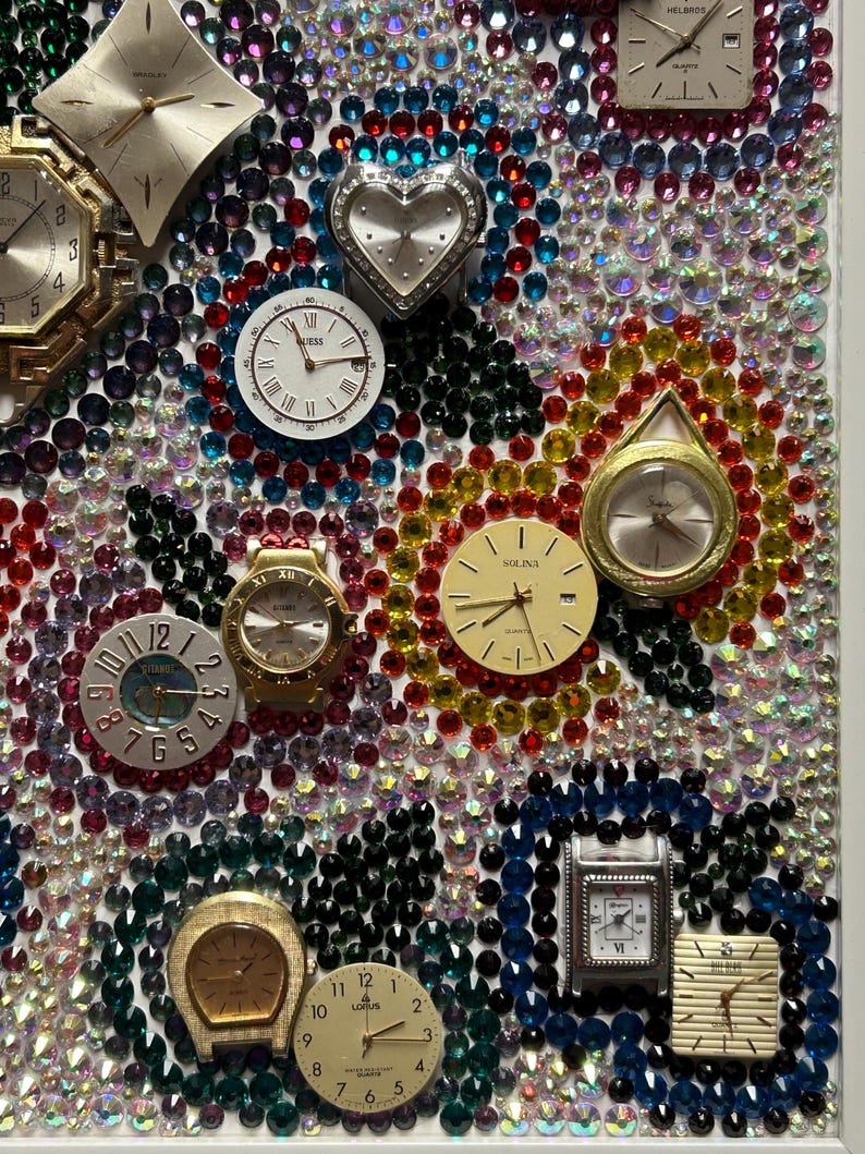 Handmade Vintage Watch Faces and Rhinestone Wall Art/hanging - Etsy