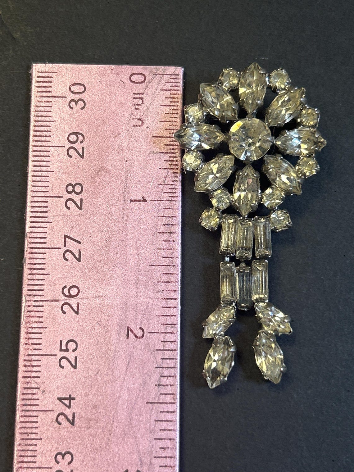 1950s Vintage Art Deco Rhinestone Flower Dangle Brooch - Etsy