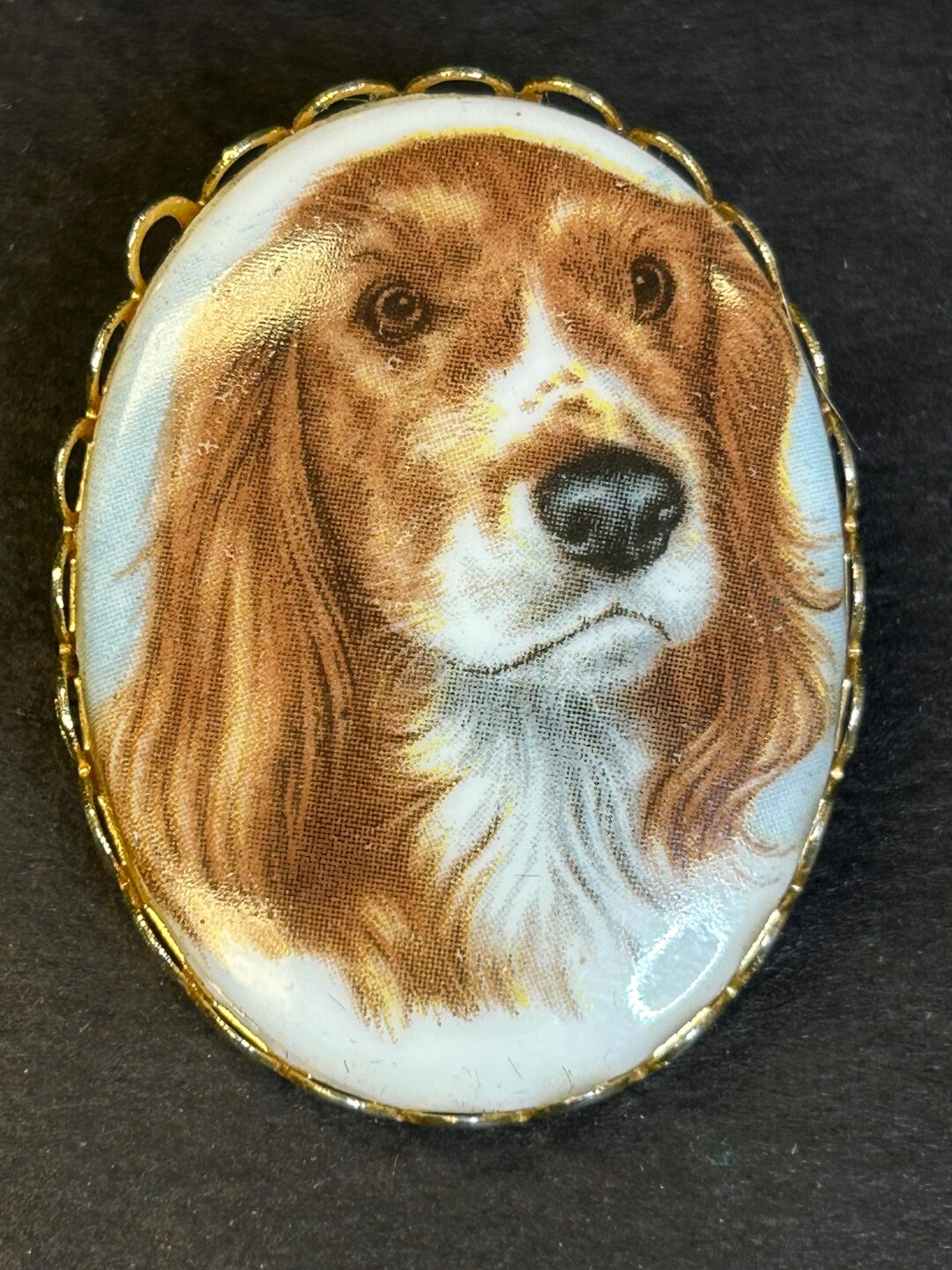 Vintage Cocker Spaniel Dog Cameo Brooch - Etsy