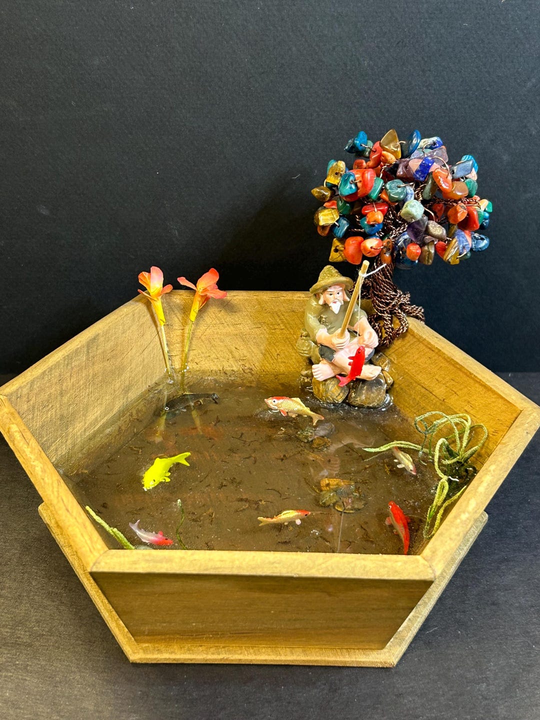 Handmade Fisherman Koi Fish Pond Table Art - Etsy