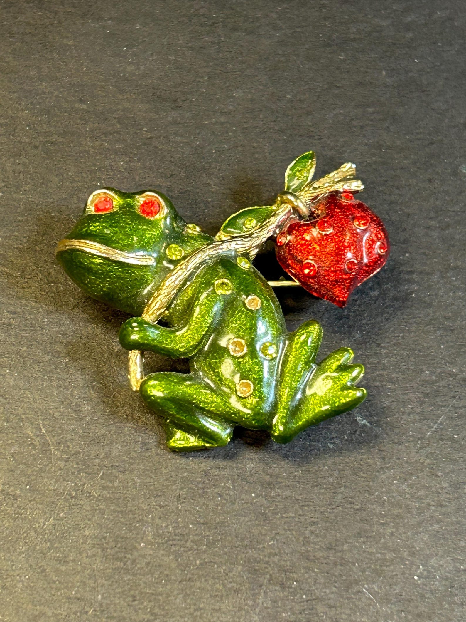 Vintage Enamel and Rhinestone Hobo Frog Brooch - Etsy