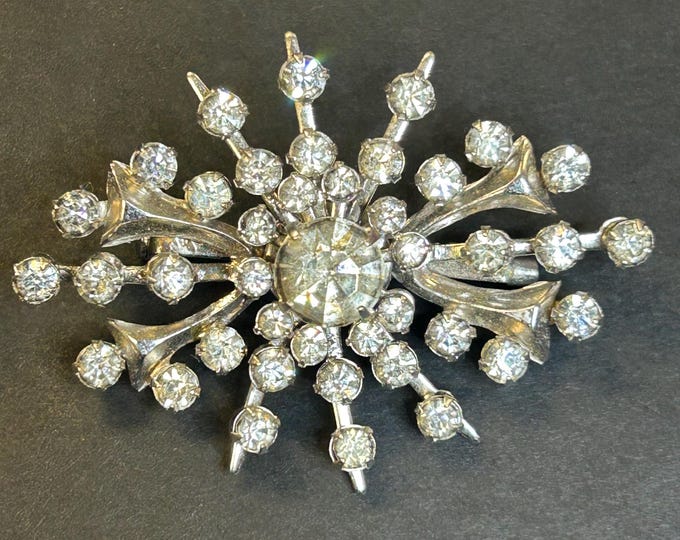 1960s Vintage Rhinestone Starburst Brooch - Etsy