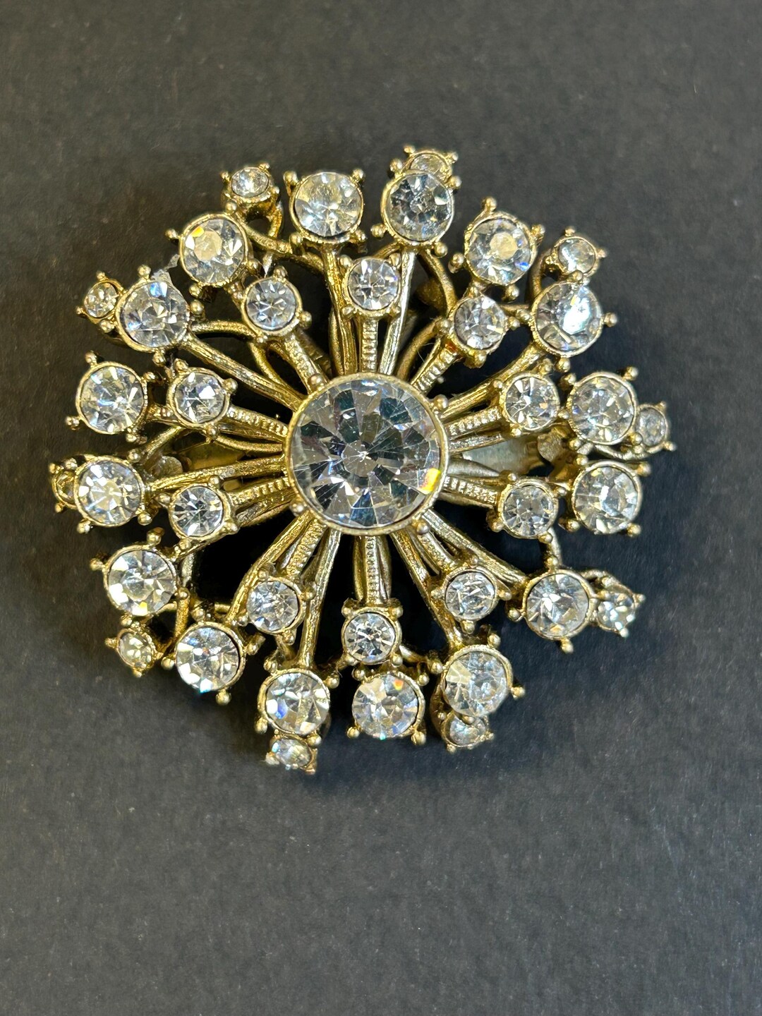 Exquisite! 1950s Vintage Rhinestone Starburst Brooch/pendant - Etsy