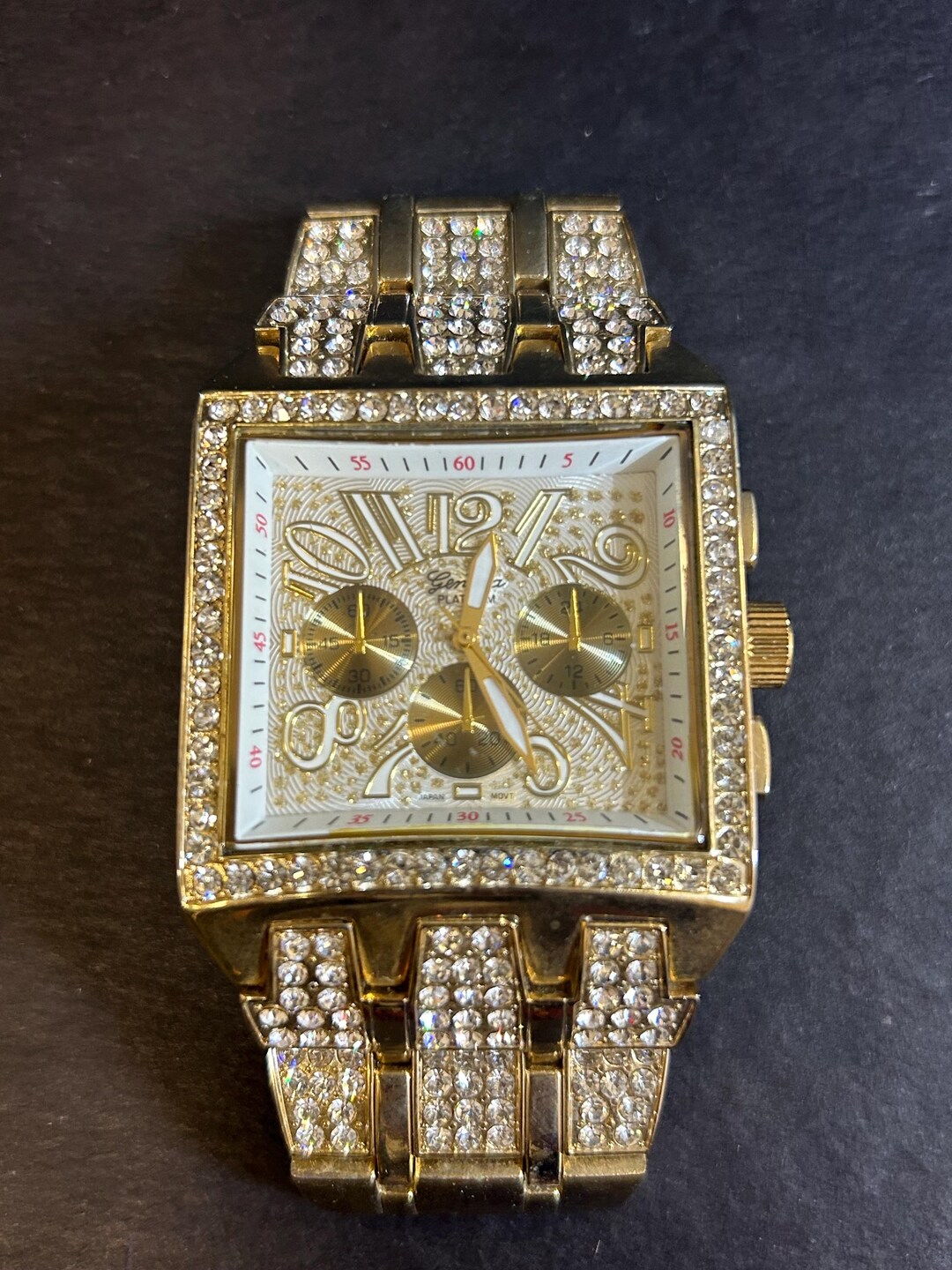 Mens Geneva Platinum Hip Hop Bling Watch - Etsy