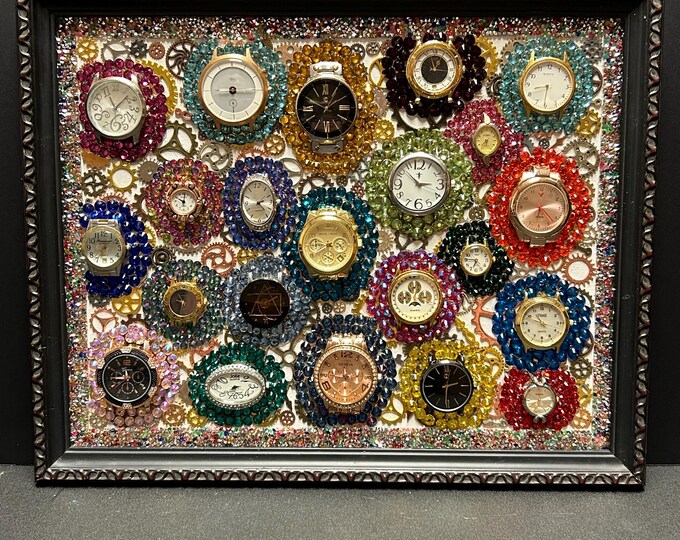 Handmade Watch Face and Rhinestone Collage - Etsy