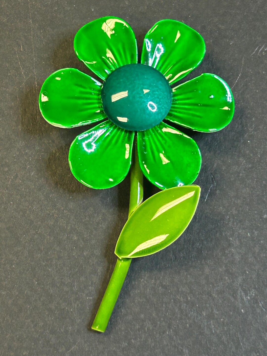 1970s Painted Enamel Flower Brooch - Etsy