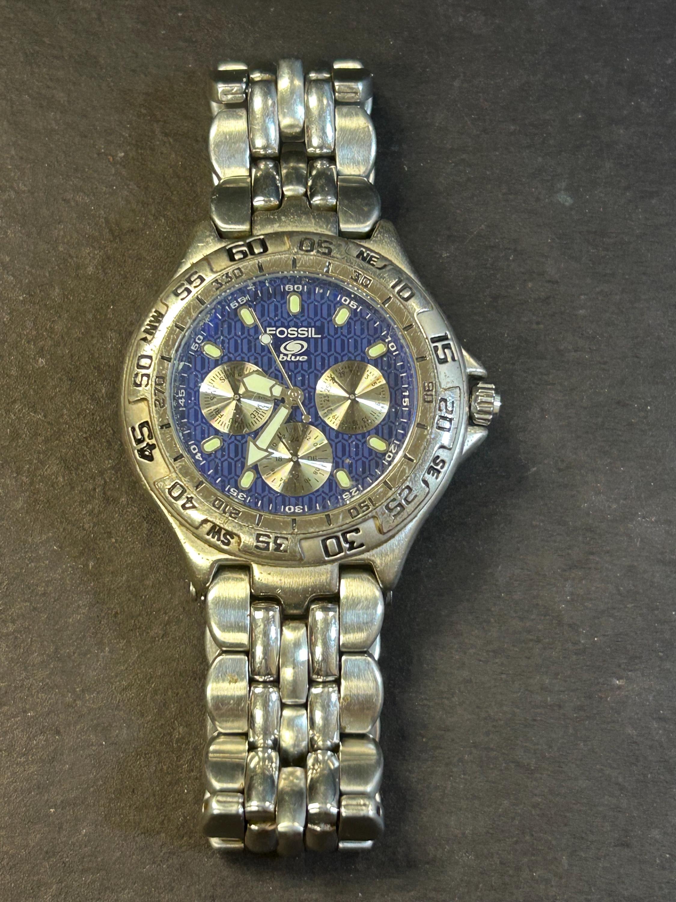 Mens Fossil Blue Watch - Etsy