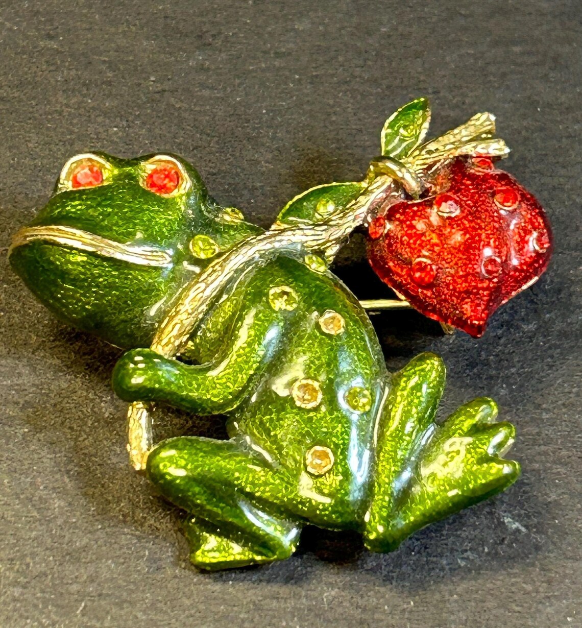 Vintage Enamel and Rhinestone Hobo Frog Brooch - Etsy