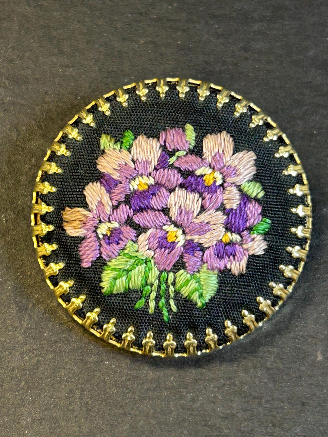 Vintage Petit Point Needlepoint Floral Brooch - Etsy