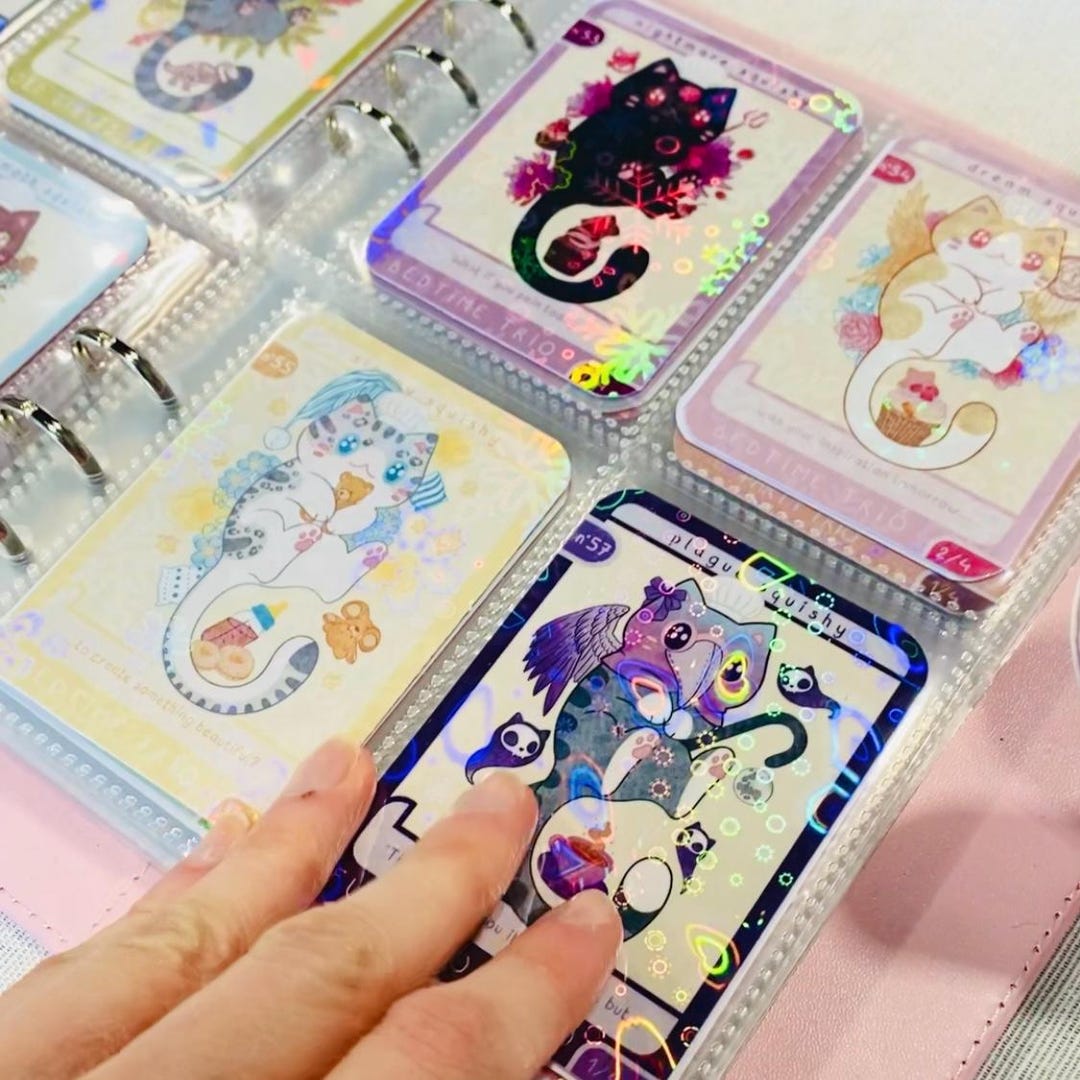 COLLECTIBLE CARDS - Cats - 200+ Cute Holographic Illustrations ! - Etsy