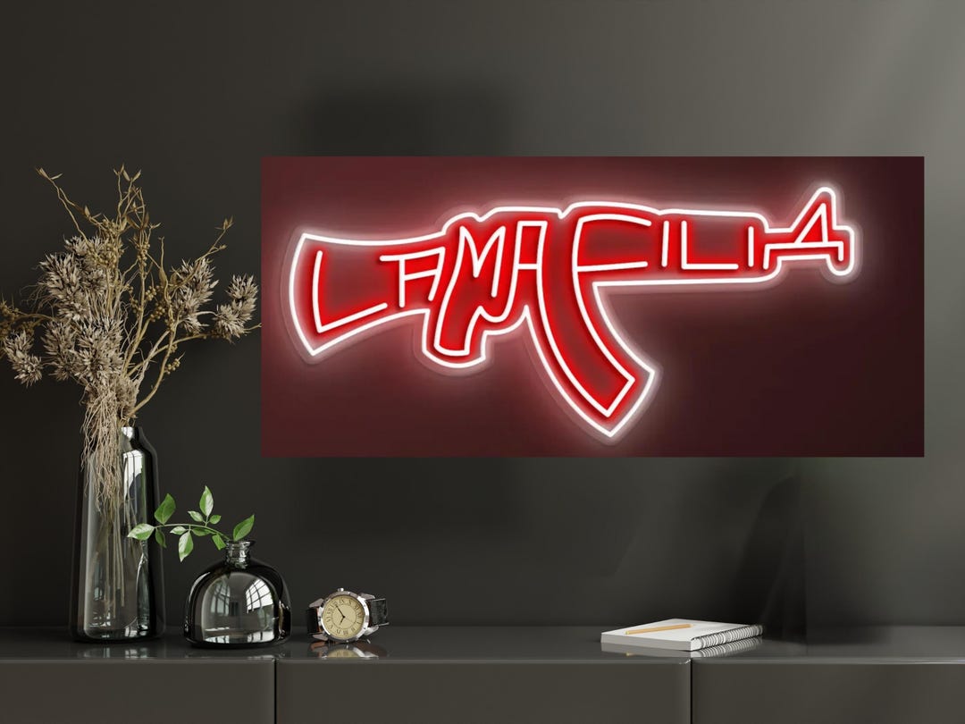 AK-47 Neon Sign, AK-47 LED Light, Gun Wall Decor, Military Neon Wall ...