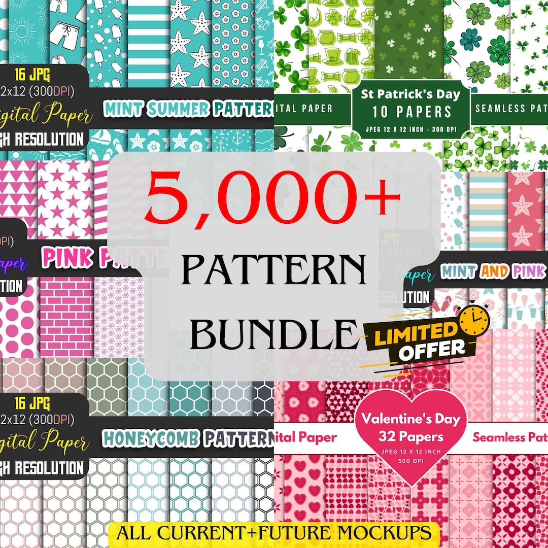 5000+ Seamless Pattern Bundle | Digital Paper, Backgrounds, Textures ...