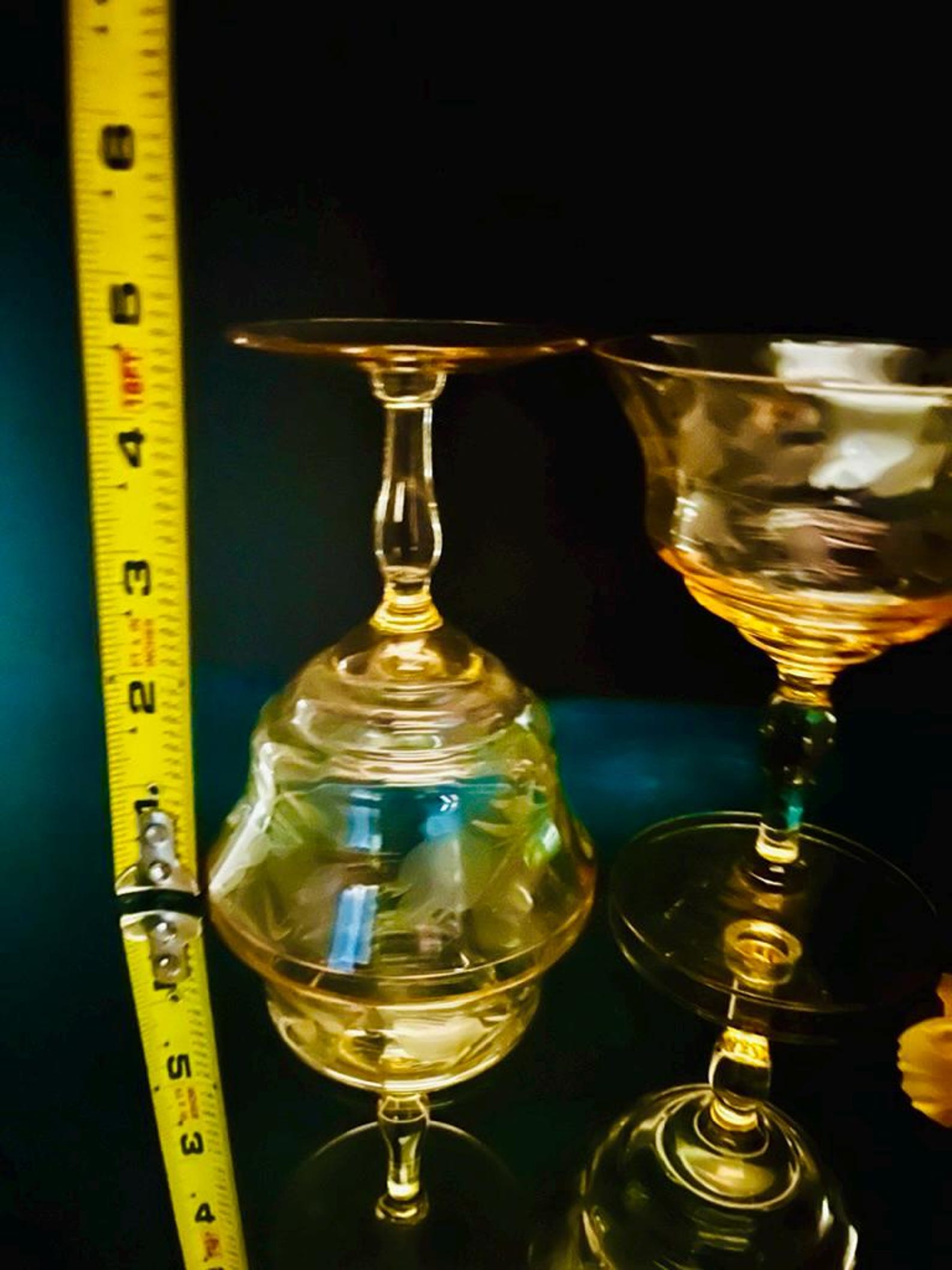Topaz Yellow Depression Glass Wine/sherbert Glasses With Wheat Etching ...