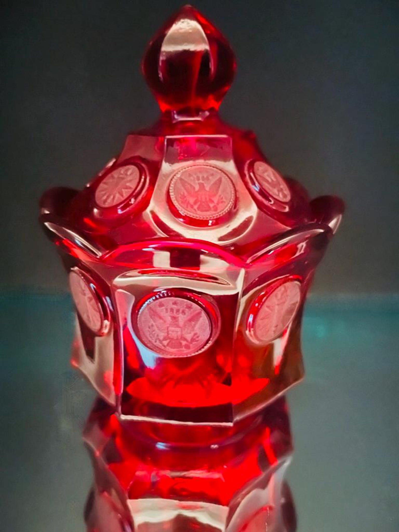 Fostoria Ruby Red Coin Glass Candy Dish With Lid - Etsy
