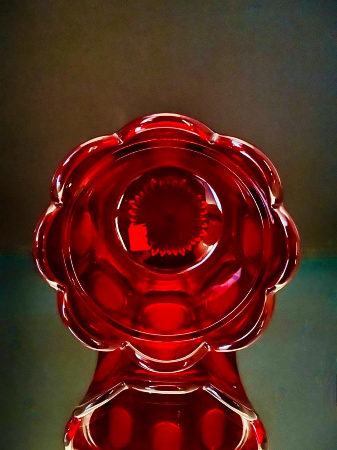 Fostoria Ruby Red Coin Glass Candy Dish With Lid - Etsy