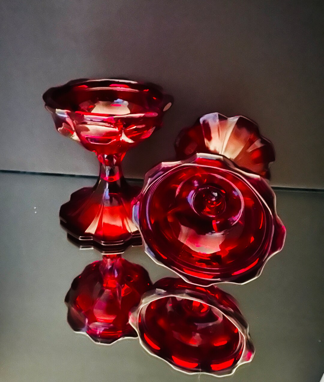 Fenton Ruby Red (with Mark) Candle Holders (2) Cadmium Glow - Etsy