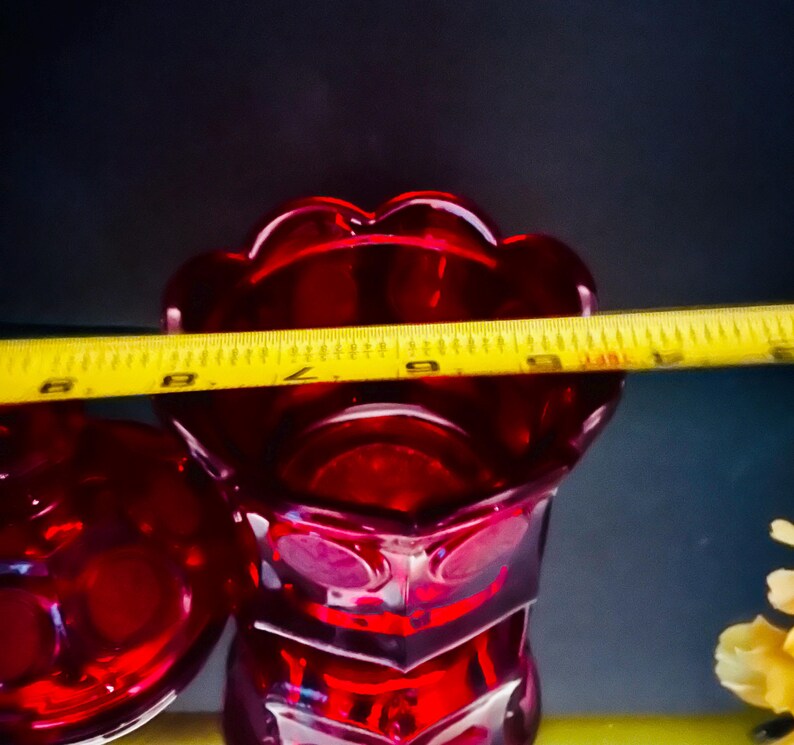 Fostoria Ruby Red Coin Glass Candy Dish With Lid - Etsy