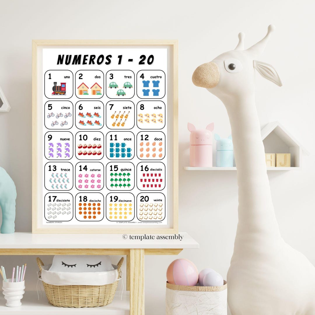 Spanish Numbers 1-20 Poster, PDF Download, High Quality Spanish ...