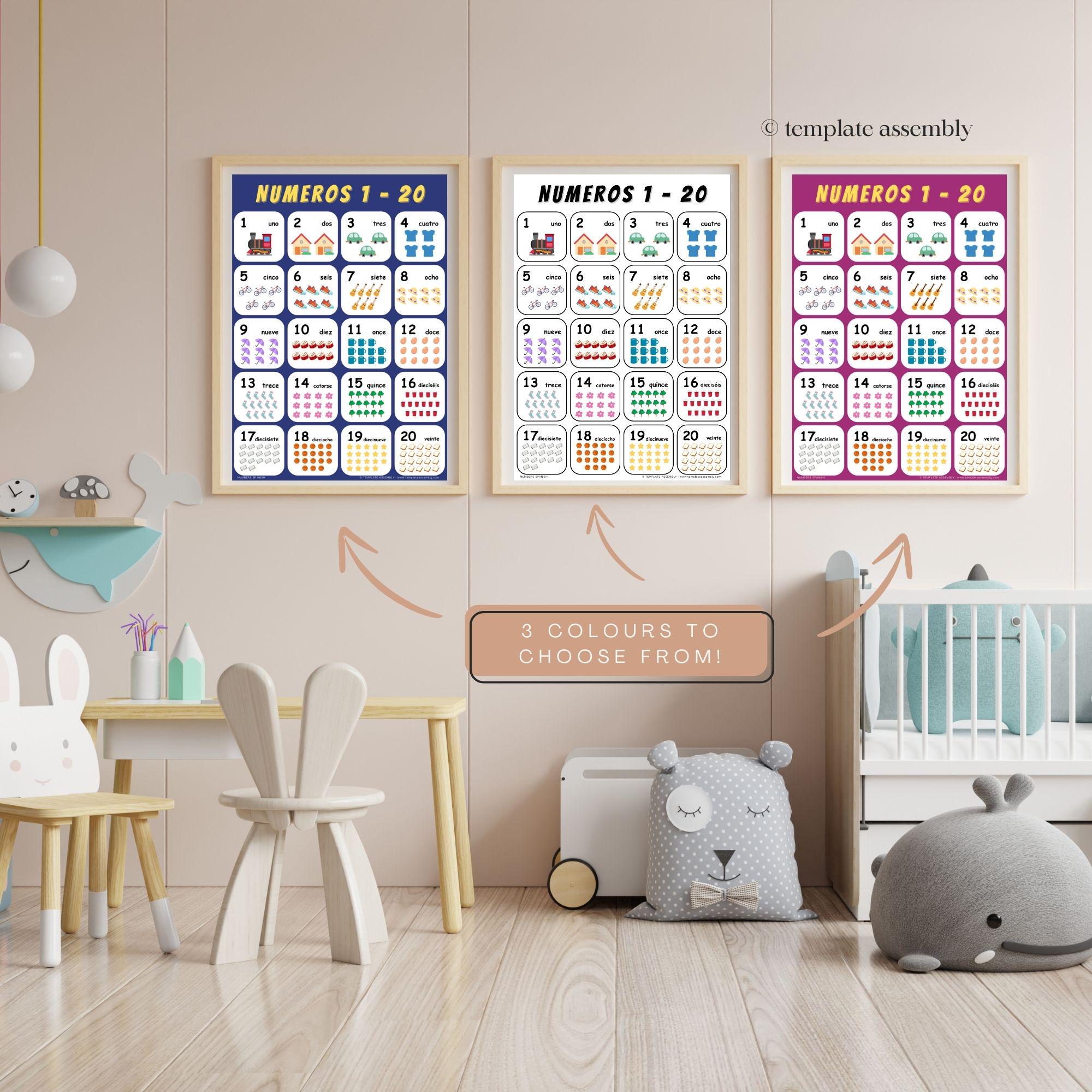 Spanish Numbers 1-20 Poster, PDF Download, High Quality Spanish ...