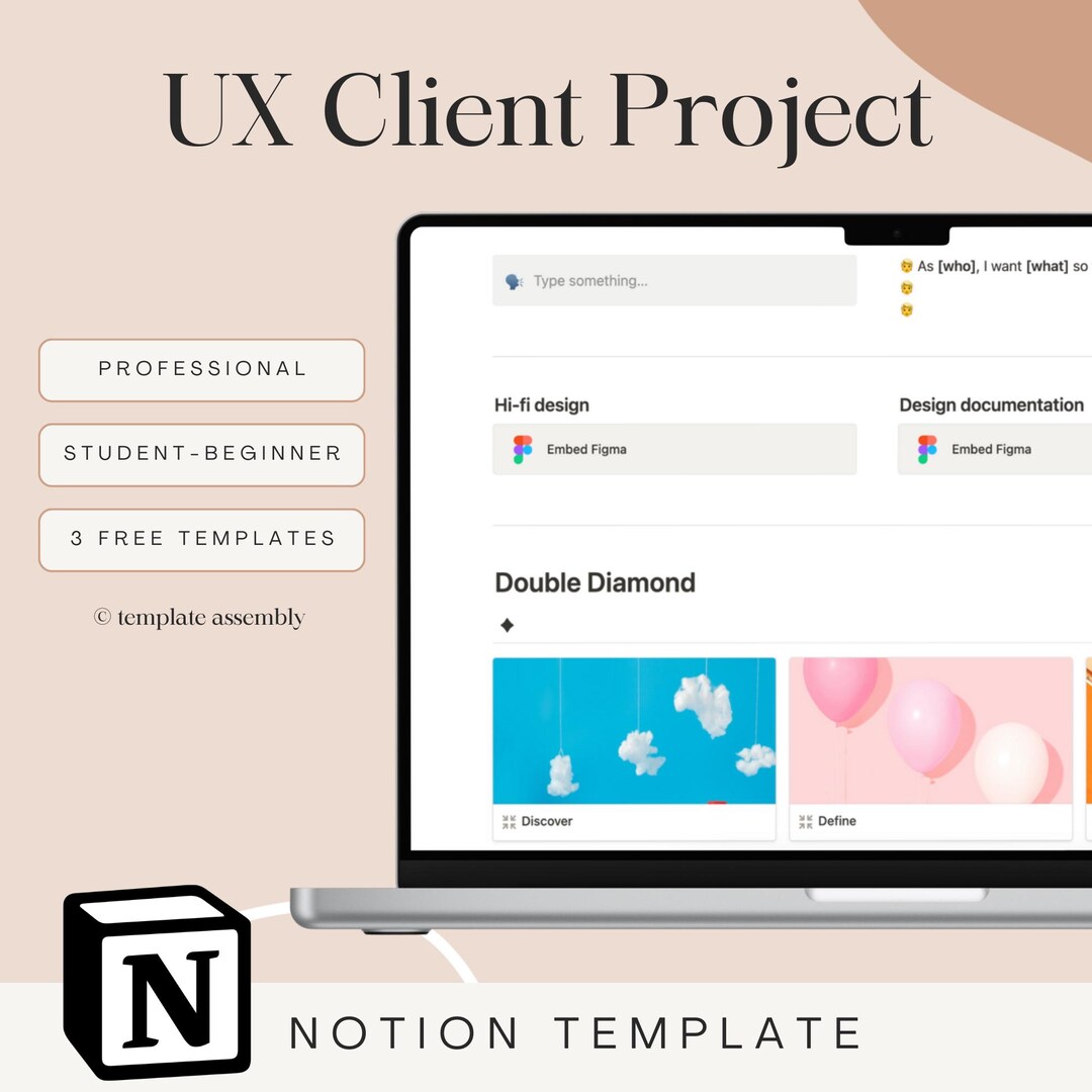 Notion Template UX Client Project Manager, Minimalist Simple Notion ...