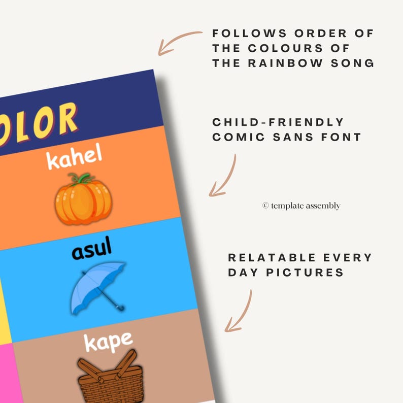 Bisaya Cebuano Colour Mga Kolor Poster, PDF Download, High Quality ...