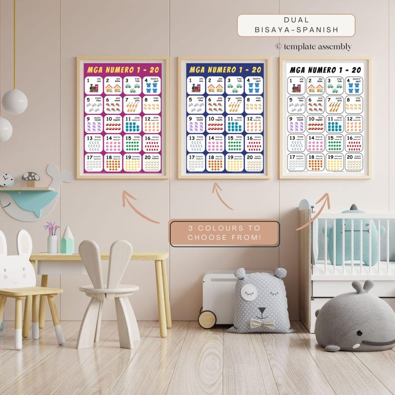 Dual Bisaya Cebuano Spanish Numbers 1-20 Poster, PDF Download, Maths ...