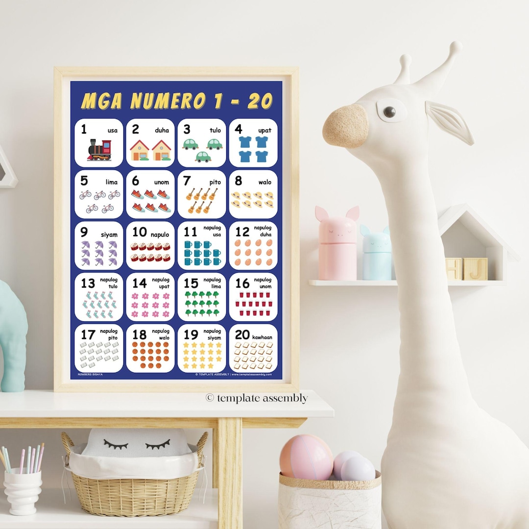 Bisaya Cebuano Numbers 1-20 Poster, PDF Download, High Quality Filipino ...