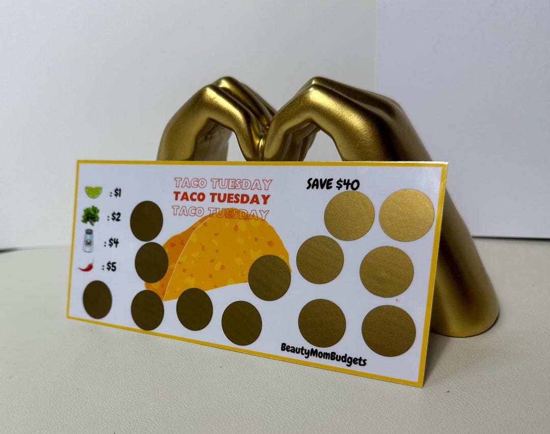 Taco Tuesday Scratch off Savings Challenge | A6 | Save 40 - Etsy