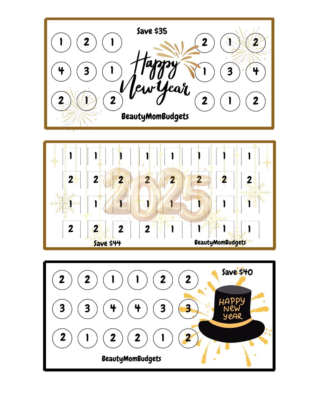 New Year Mini Savings Challenges | 2025 New Year | Happy New Year | Set ...