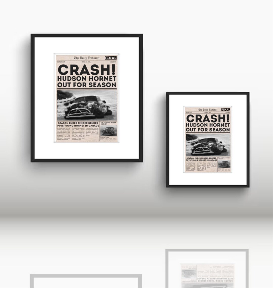 Cars Crash Newspaper Hudson Hornet - Etsy