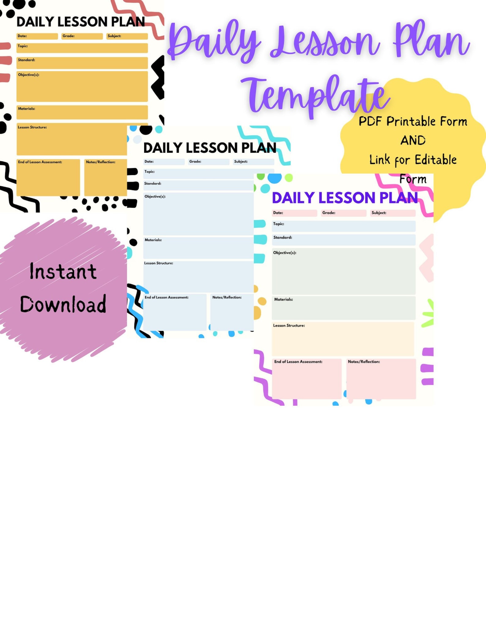 Daily Lesson Planner - Etsy
