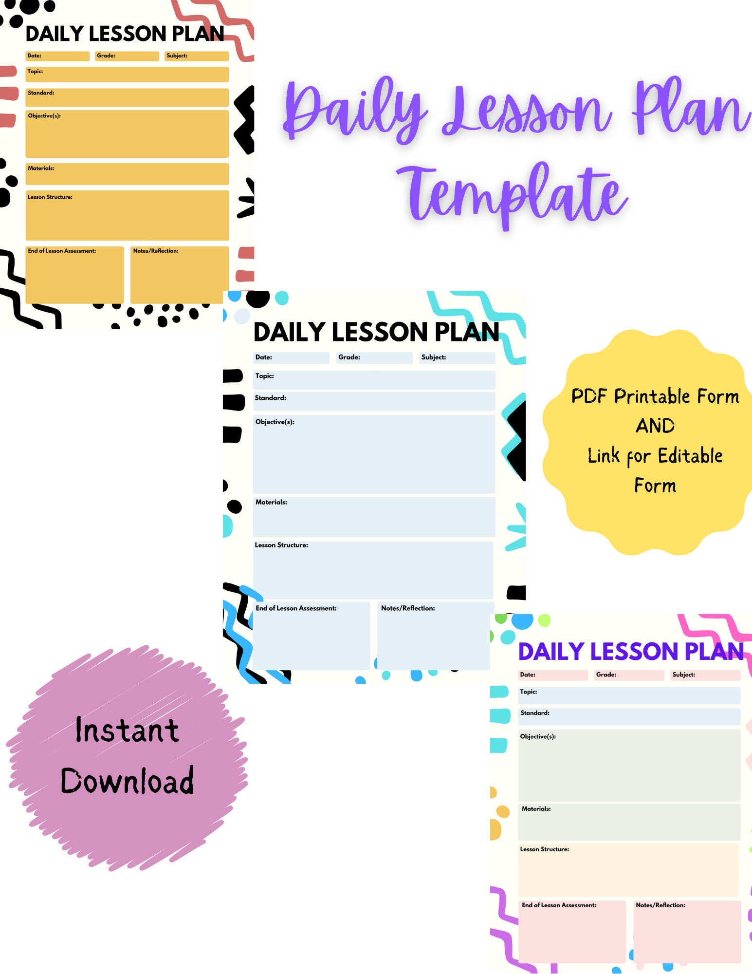 Daily Lesson Planner - Etsy
