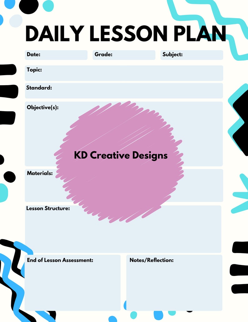 Daily Lesson Planner - Etsy